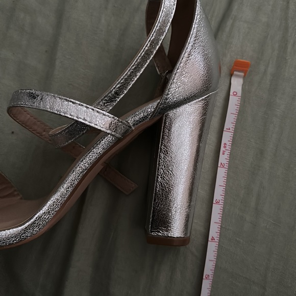 ASOS | Shoes | Asos Silver Strappy Cross Strap Chunky Heel Wide Fit ...